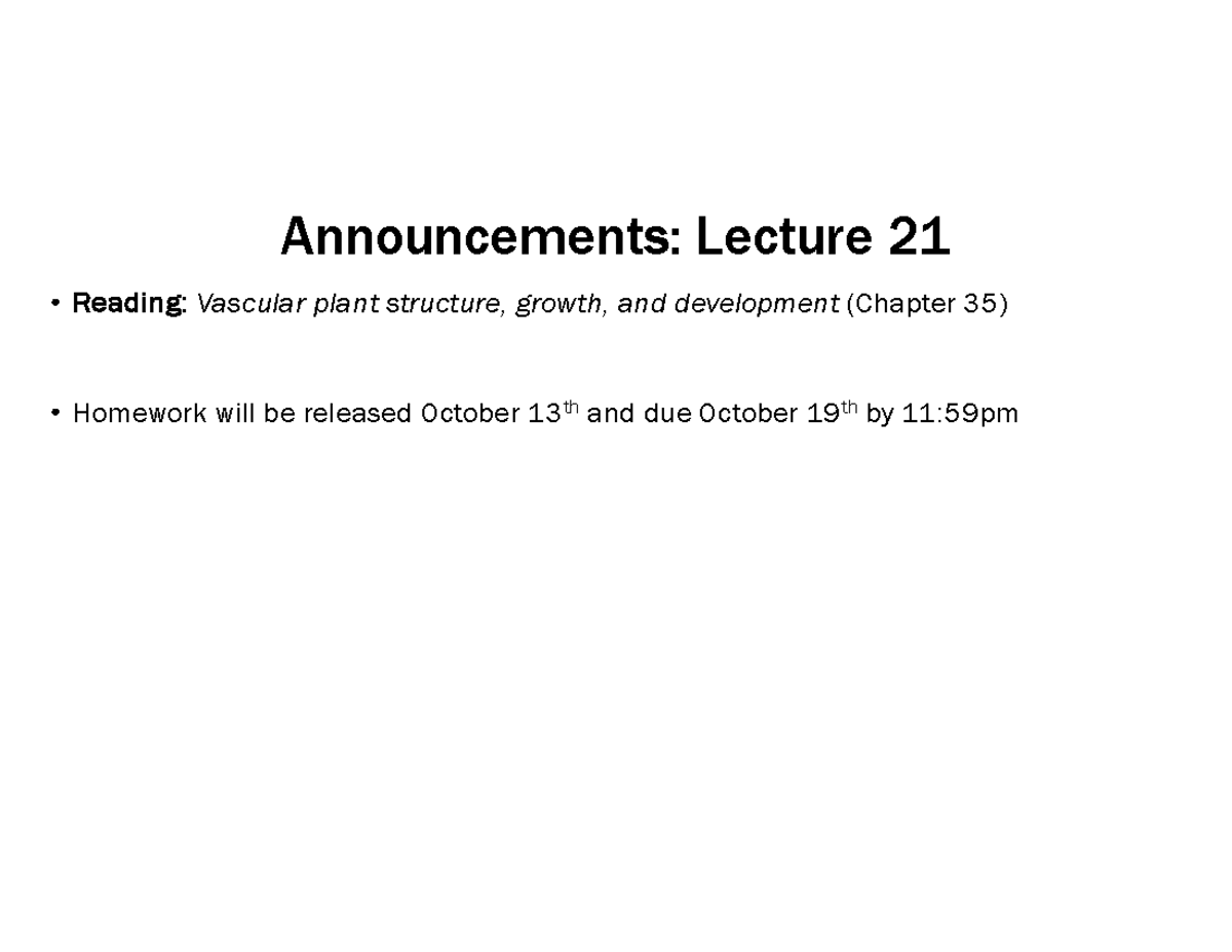 BSC196 F25 Lecture 21: Vascular Plant Structure & Growth Insights - Studocu