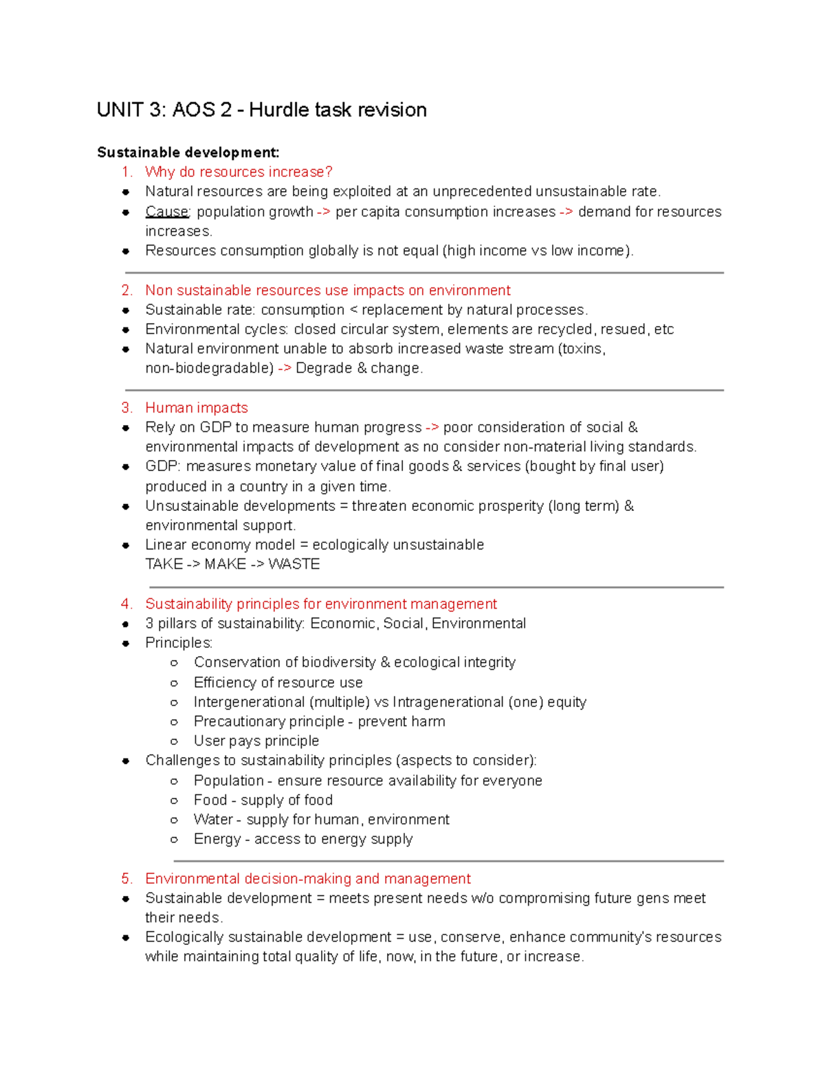 UNIT 3 AOS 2 - Hurdle Task Revision: Sustainable Development Insights ...
