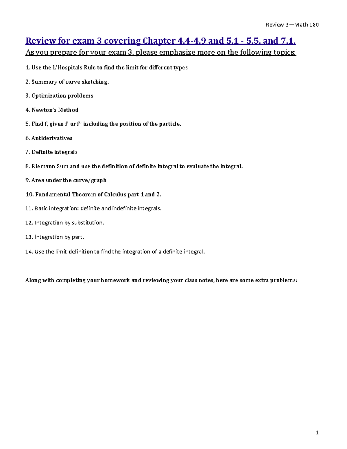 Review- exam 3 topics-M - Review for exam 3 covering Chapter 4.4-4 and ...