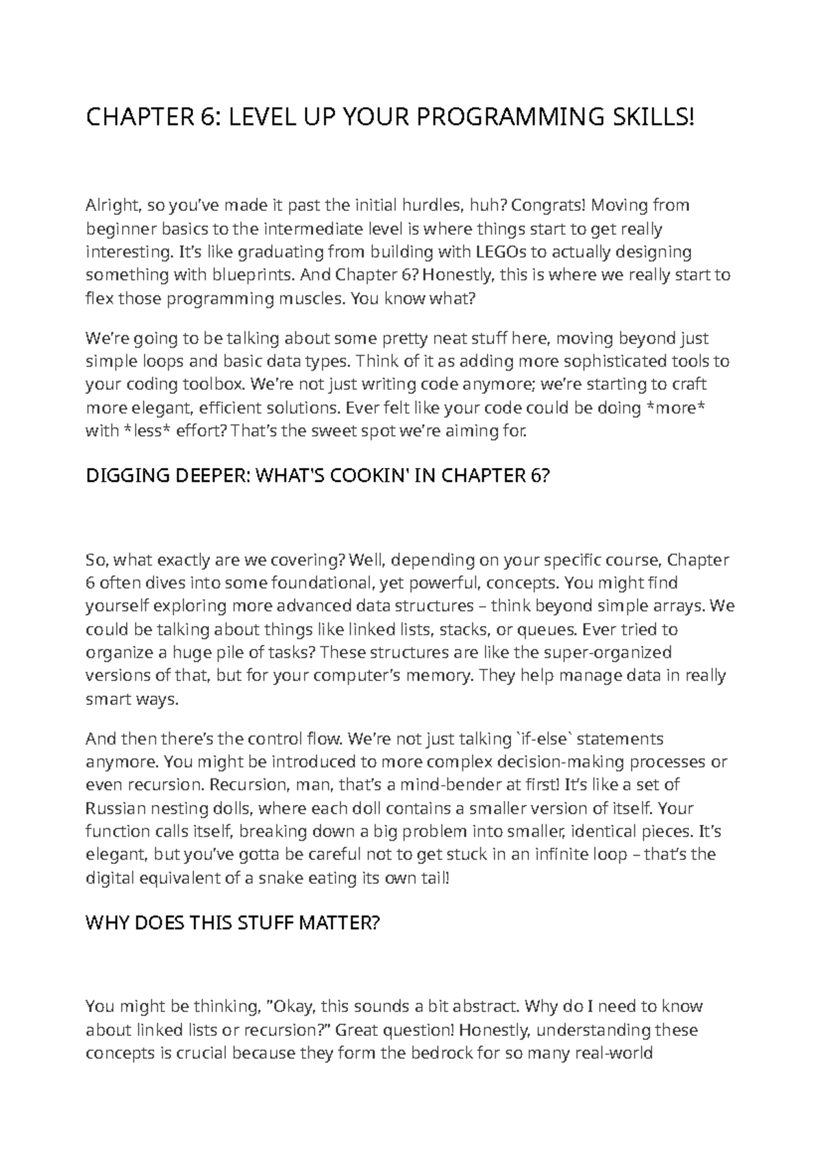 CHAPTER 6: ADVANCED DATA STRUCTURES & CONTROL FLOW REVIEW - Studocu