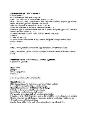 Neuro Study Guide Quiz 5 - Focusing Questions: Neurodevelopment General ...