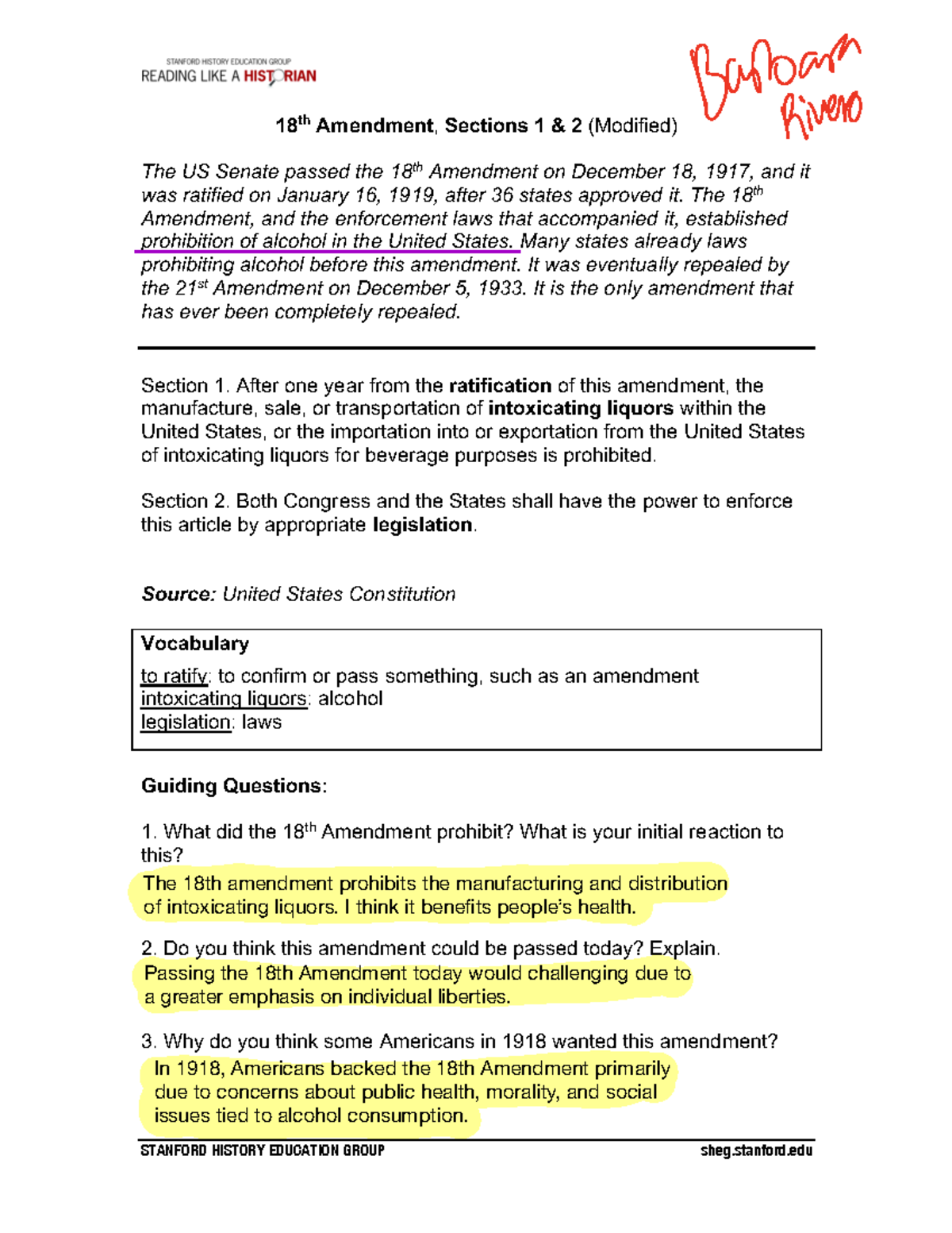 Prohibition Era Study Materials: 18th Amendment Insights and Analysis ...