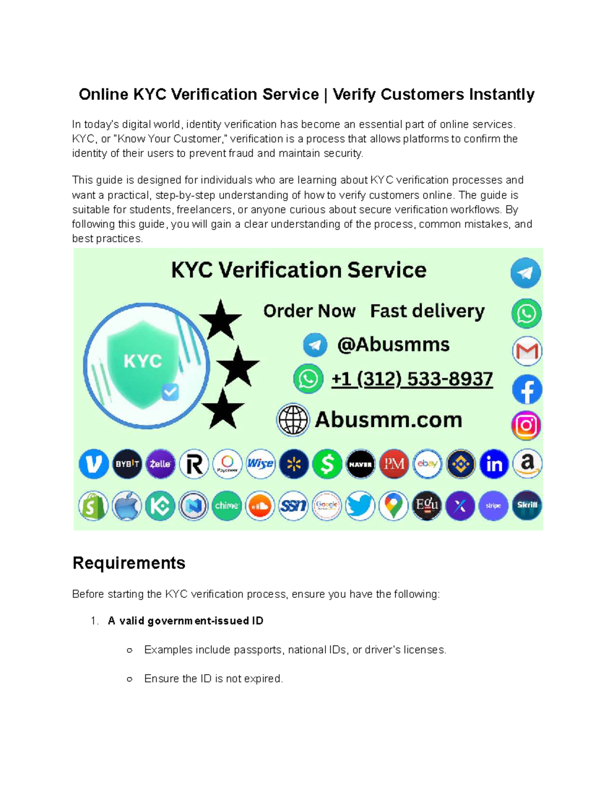 KYC Verification Guide: Securely Verify Customers Online - Studocu