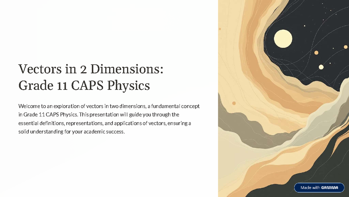 Vectors in 2D: Grade 11 CAPS Physics Overview and Applications - Studocu