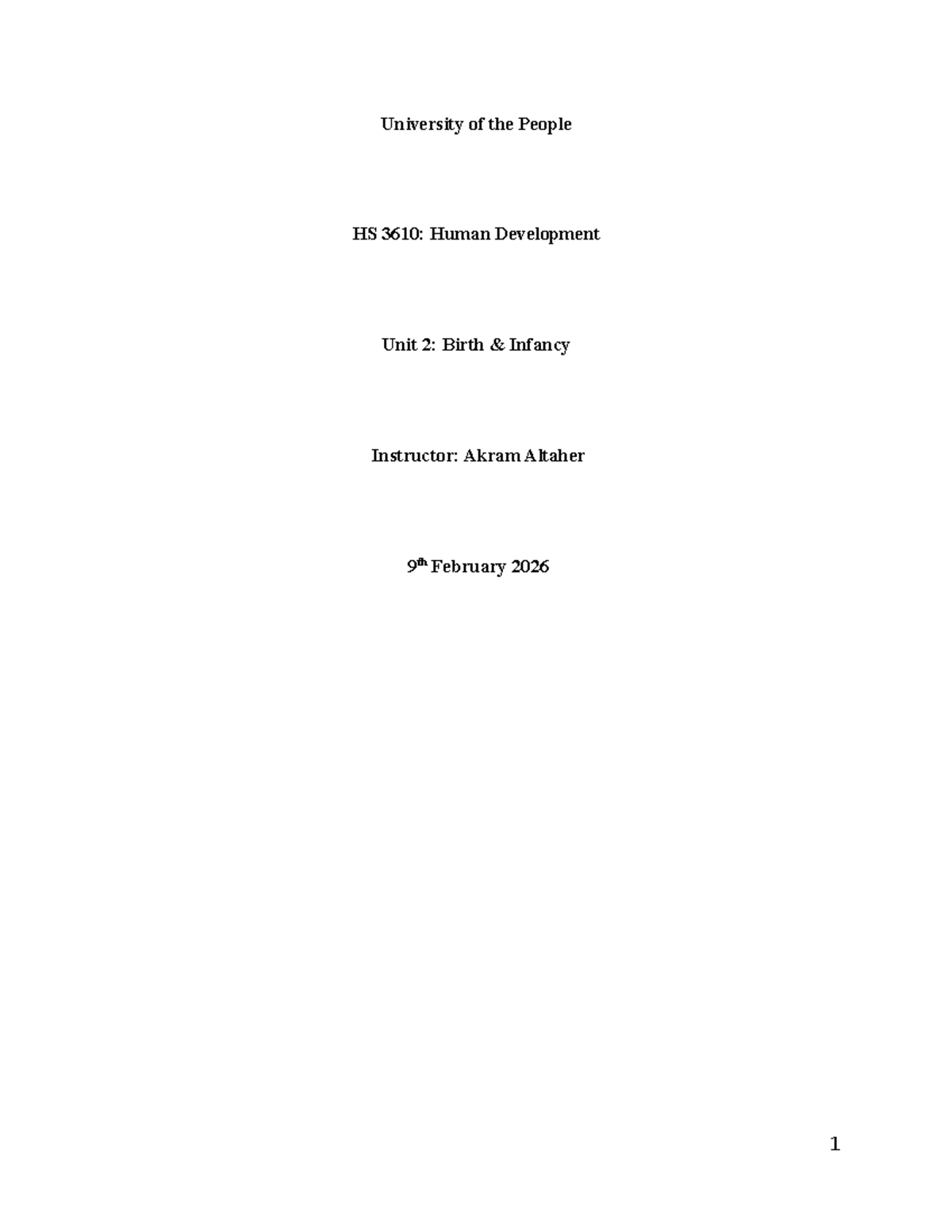 HS 3610: Human Development Unit 2 - Birth & Infancy Rituals - Studocu