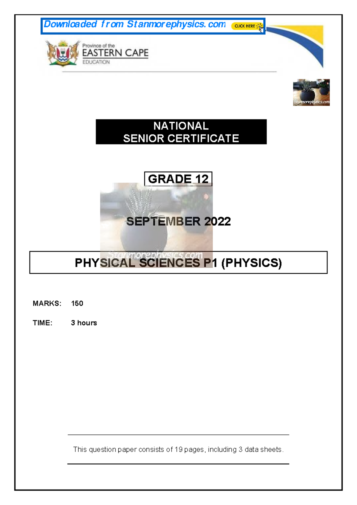 EC Grade 12 Physical Sciences P1 September 2022 Exam Paper & Memo - Studocu