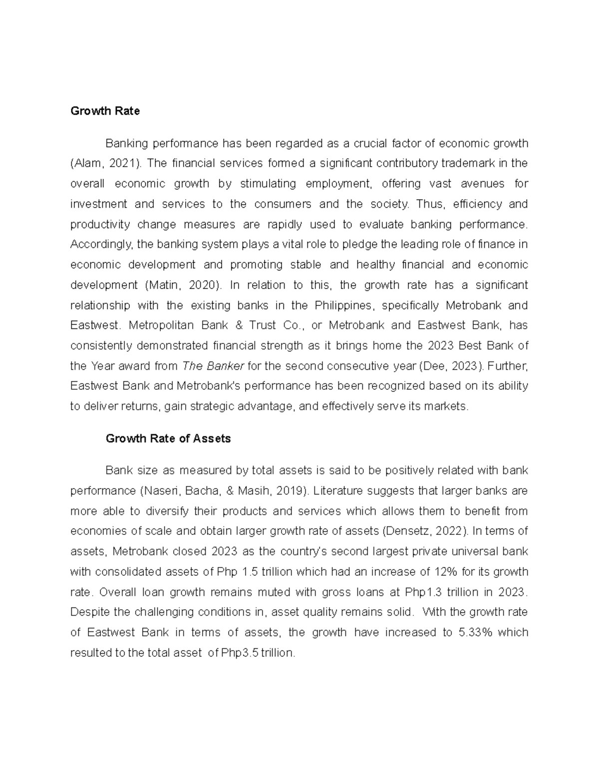 Growth Rate Analysis of Banking Performance in the Philippines (RRL ...
