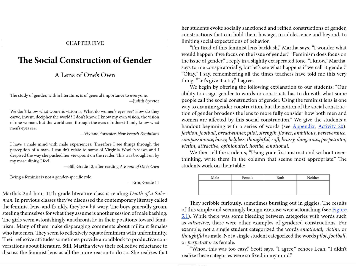 CHAPTER FIVE: The Social Construction of Gender in Literature Analysis ...