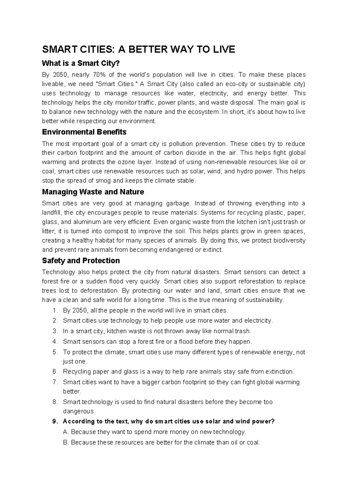 SMART CITIES: ENVIRONMENTAL BENEFITS & SUSTAINABILITY - Studocu