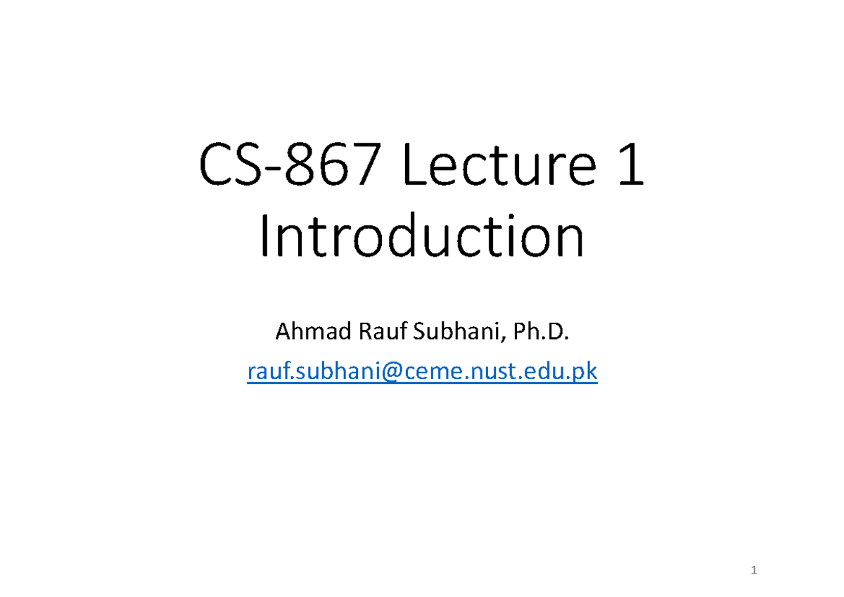 Lec 01: Introduction to Digital Image Processing - CS-474 - Studocu