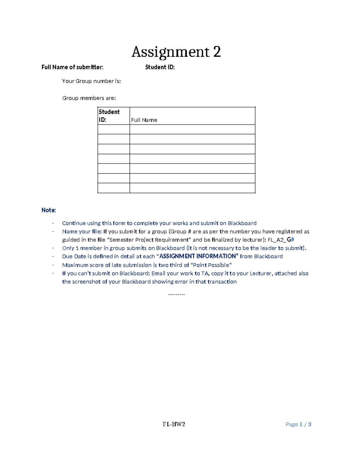 Assignment 2: Special Study 2 Iso Tourline Guidelines and Submission ...