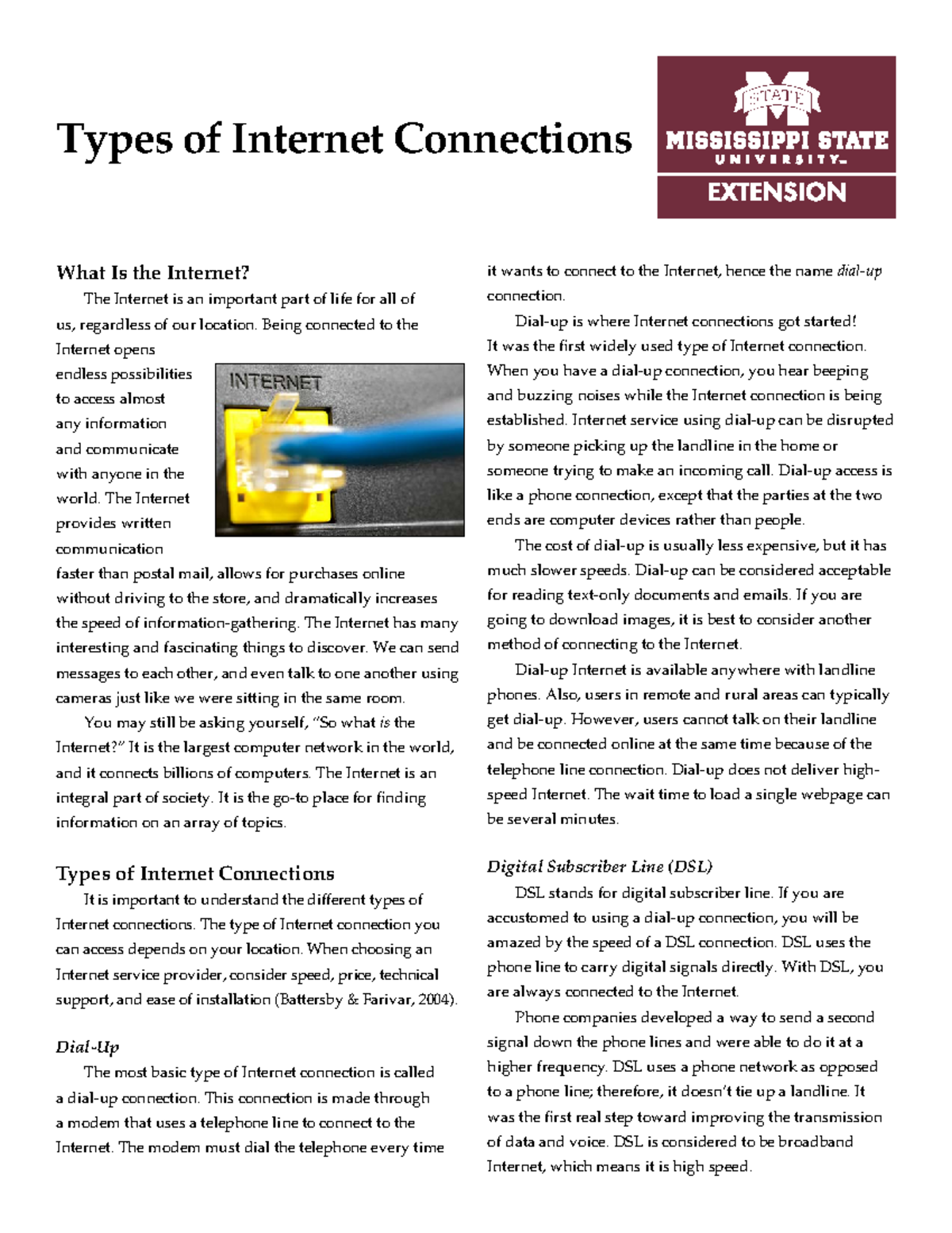 Types Of Internet Connections Dial Up