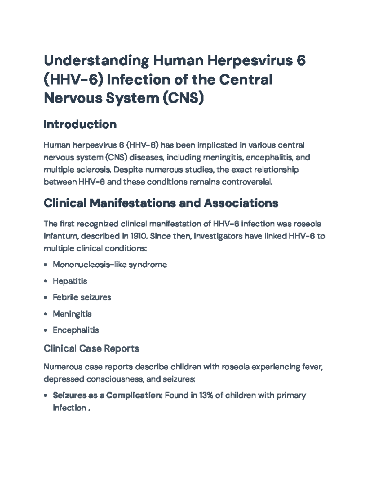 Understanding HHV-6 CNS Infection: Clinical Manifestations & Challenges ...