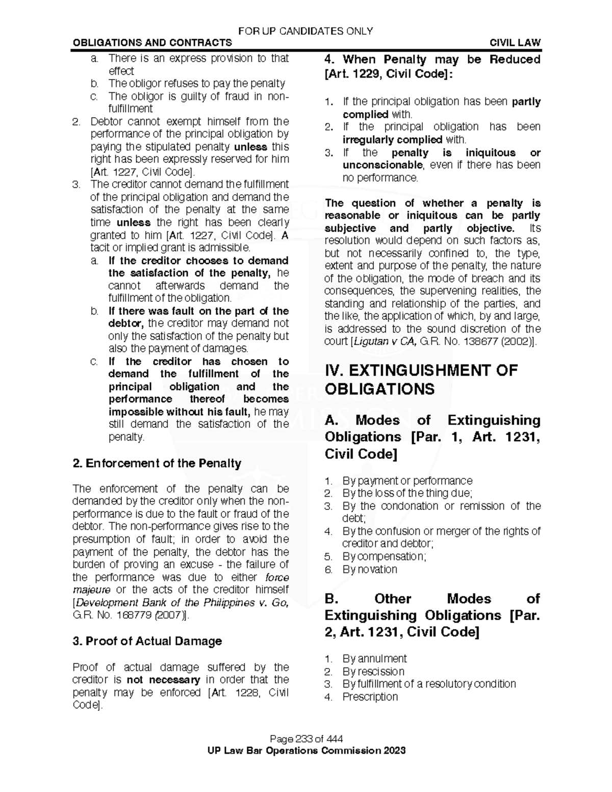 Law on Obligations and Contracts - Final Exam Review Notes (OBL 101 ...