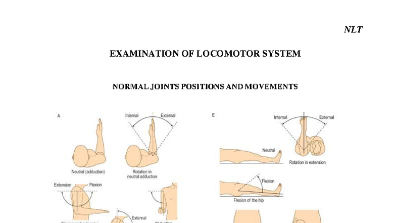 NLT EXAMINATION OF LOCOMOTOR SYSTEM: JOINTS & GAIT ASSESSMENT - Studocu