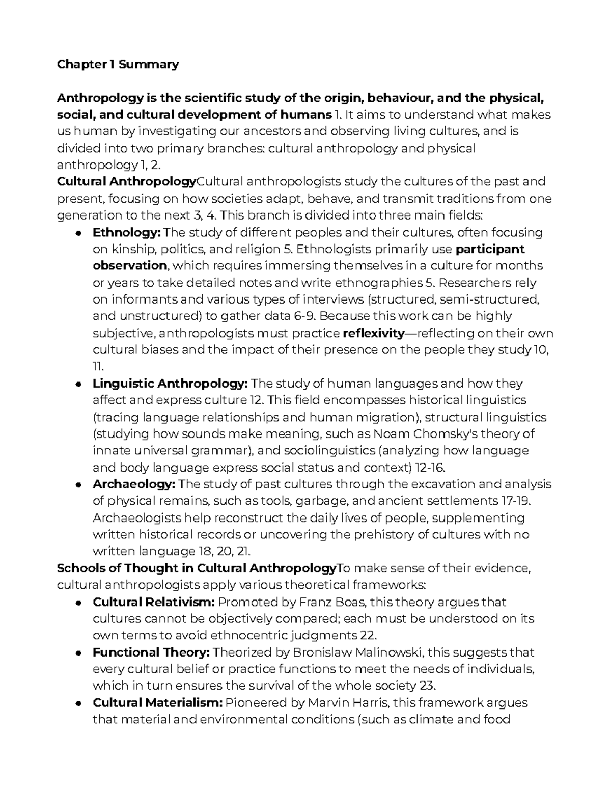 Chapter 1 Summary: Introduction to Anthropology - ITS 101 - Studocu