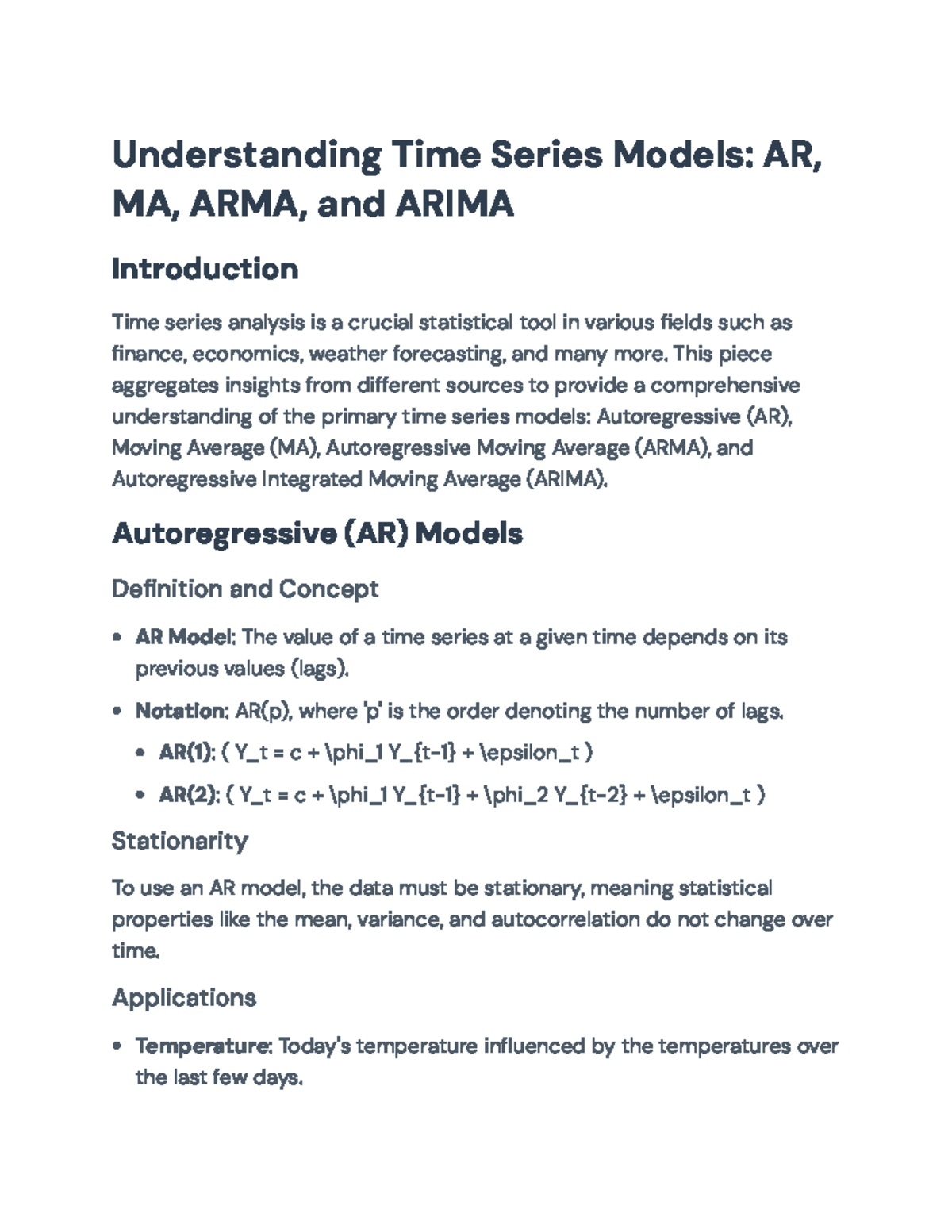 Understanding Time Series Models: AR, MA, ARMA, and ARIMA Analysis ...