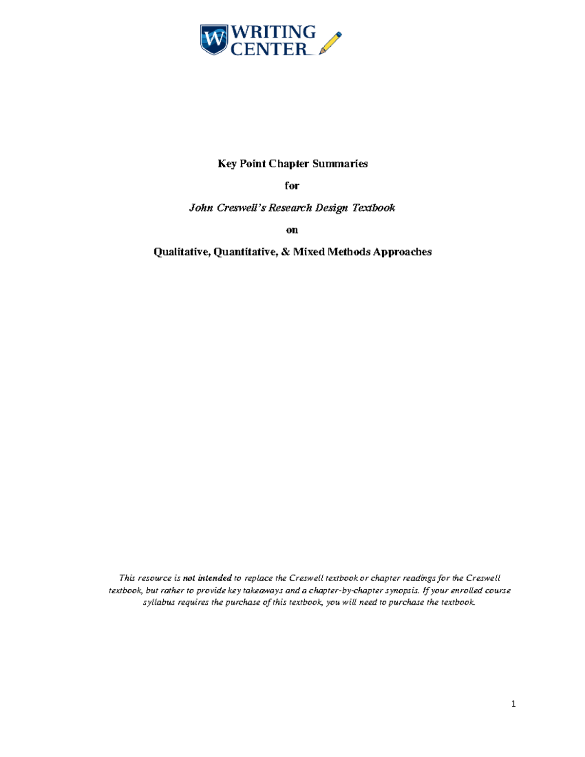 CRESWELL 2018: Key Chapter Summaries on Research Design Approaches ...