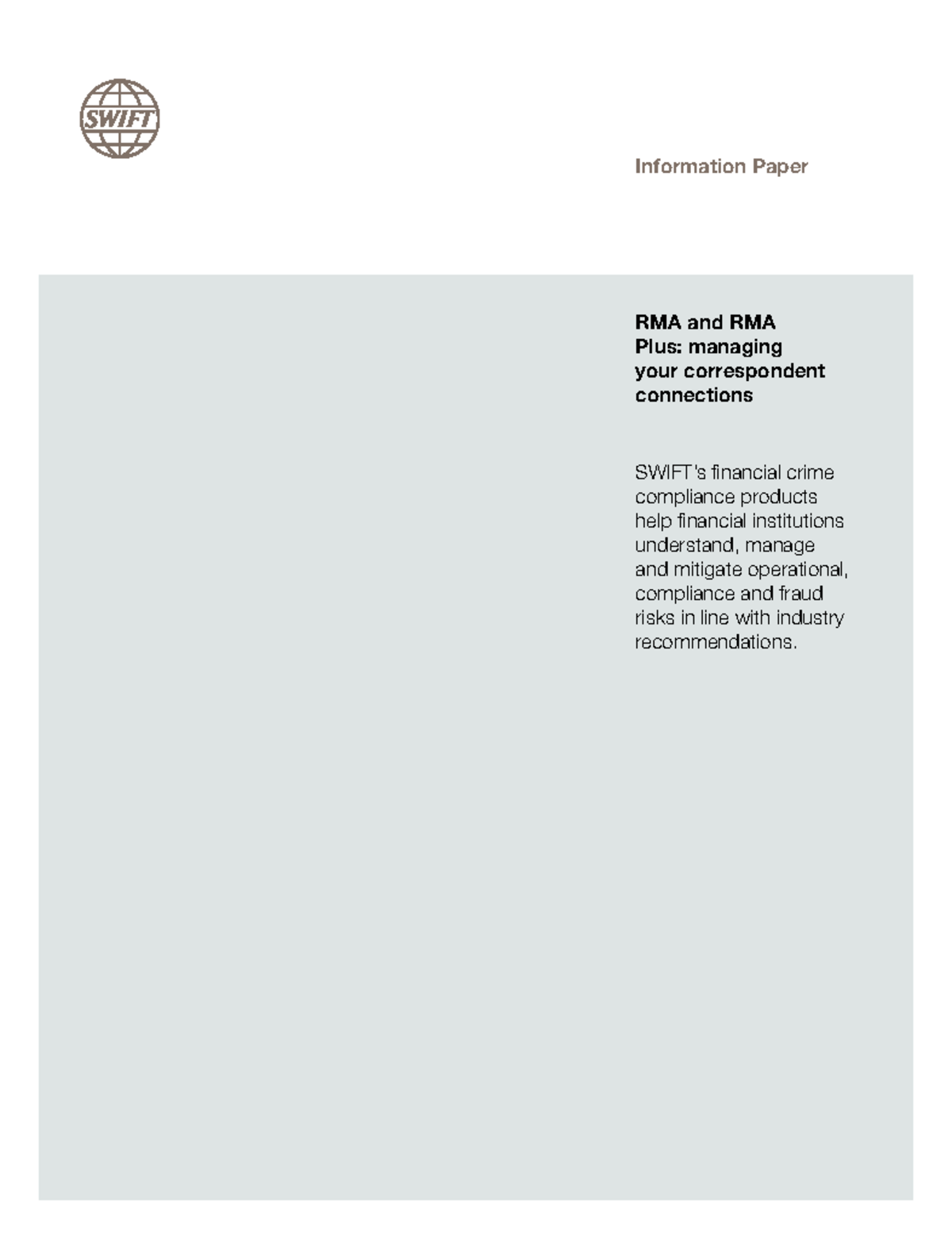SWIFT RMA & RMA Plus Compliance: Managing Correspondent Connections ...