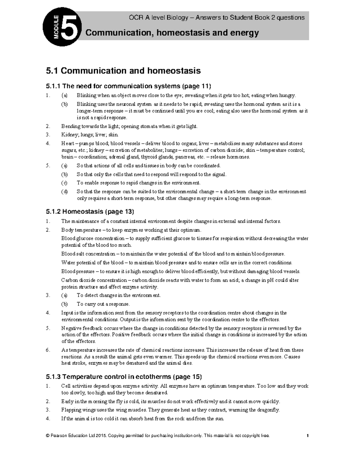 OCR A Level Biology – Student Book 2 Q&A: Module 5 Insights - Studocu