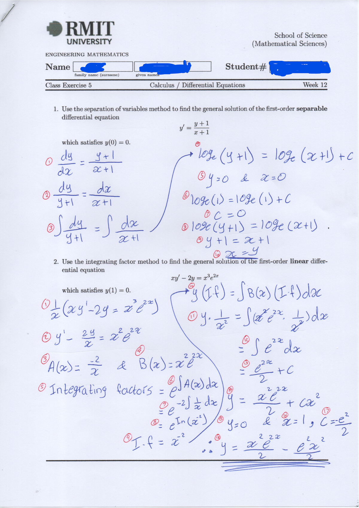 Week 12 Assessed Tutorial 5 - Class Exercise 5 - MATH2393 - Studocu