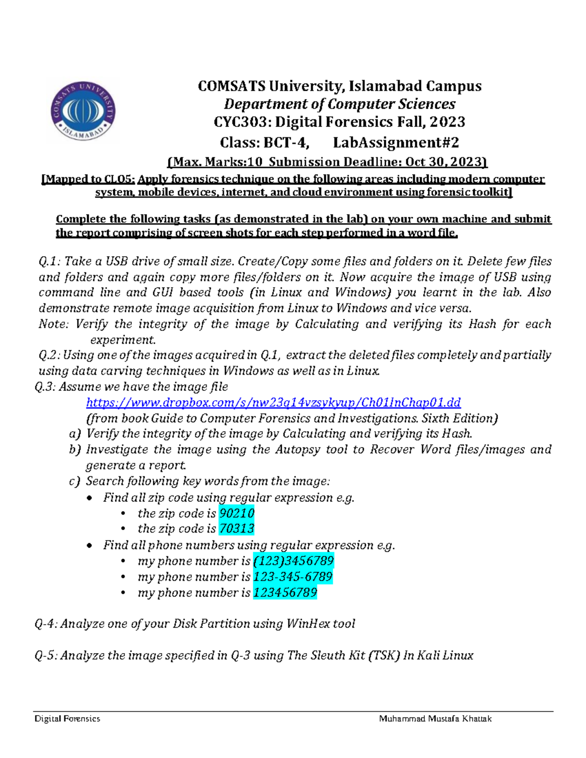 CYC303-Fall2023-Digital Forensics Lab Assignment #2 Guide - Studocu