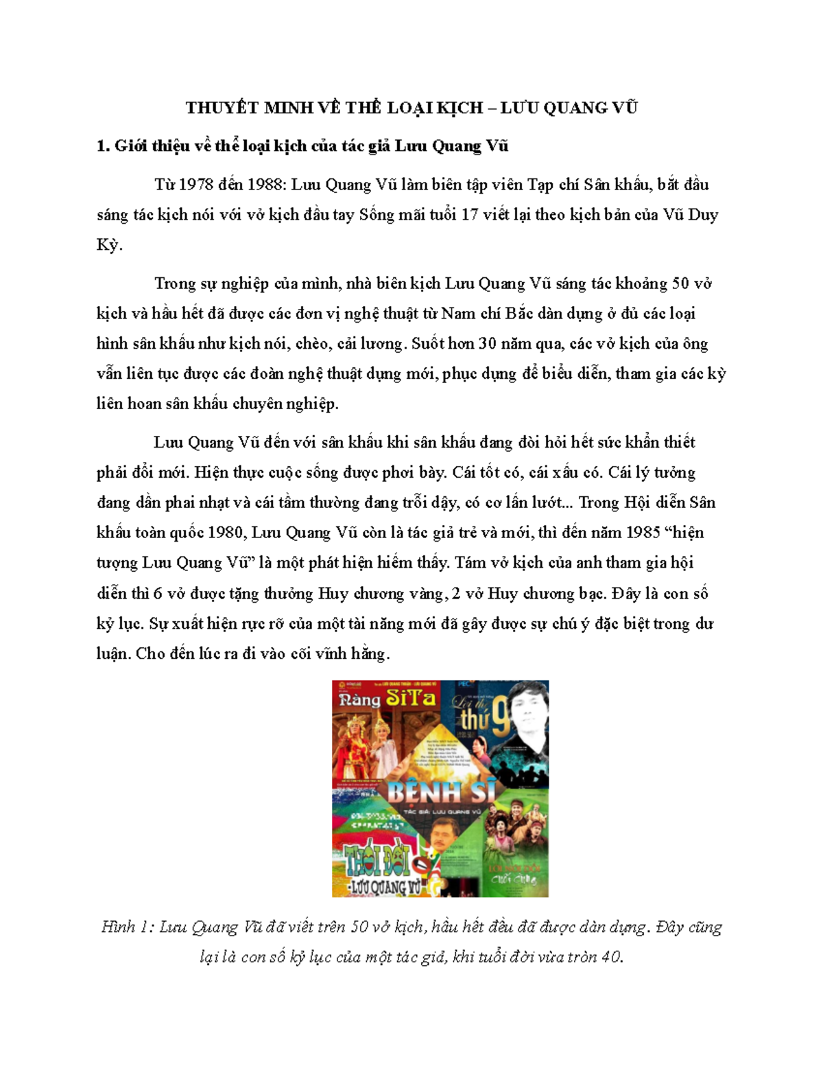 KỊCH CỦA LƯU QUANG VŨ: PHÂN TÍCH VÀ Ý NGHĨA TÁC PHẨM - Studocu