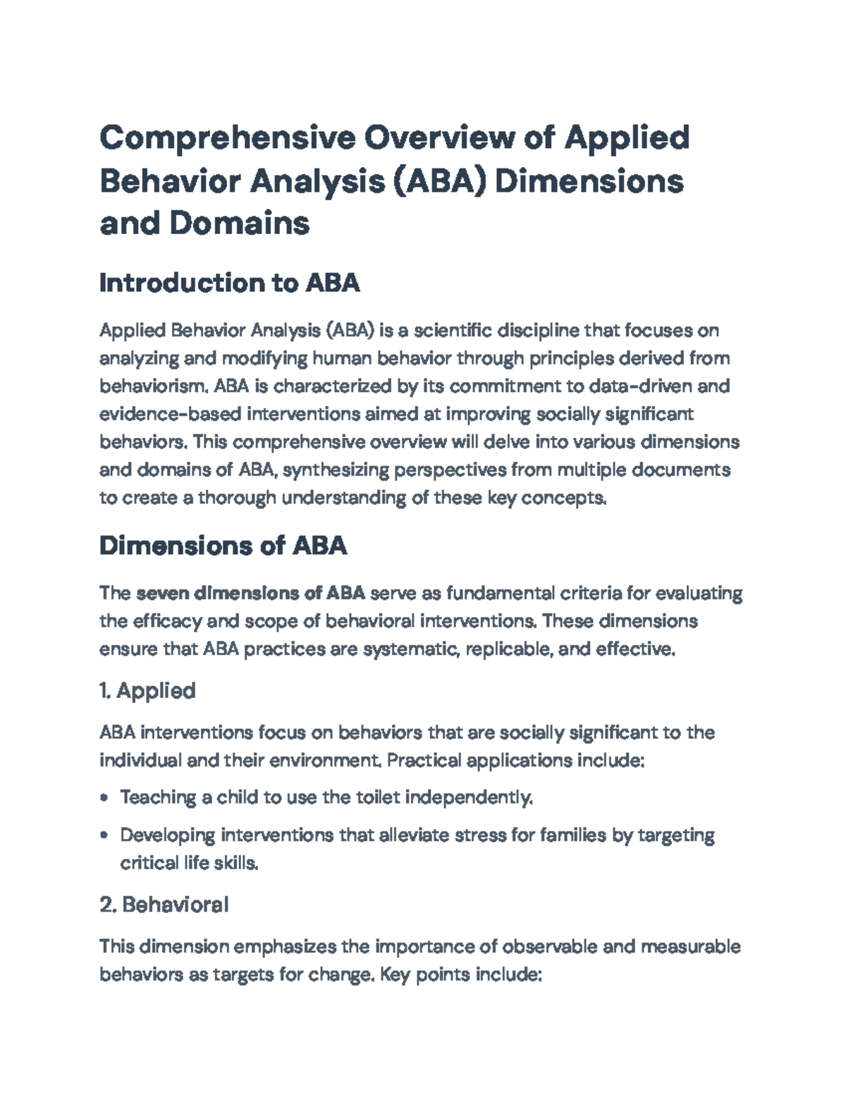 Comprehensive Overview of ABA Dimensions and Domains - Intro to ABA ...