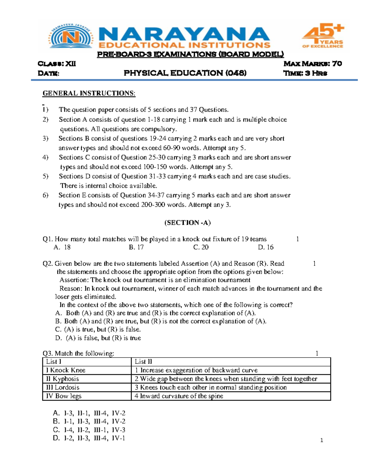 PHED 048: Class XII Pre-Board Exam Question Paper (Model) - Studocu