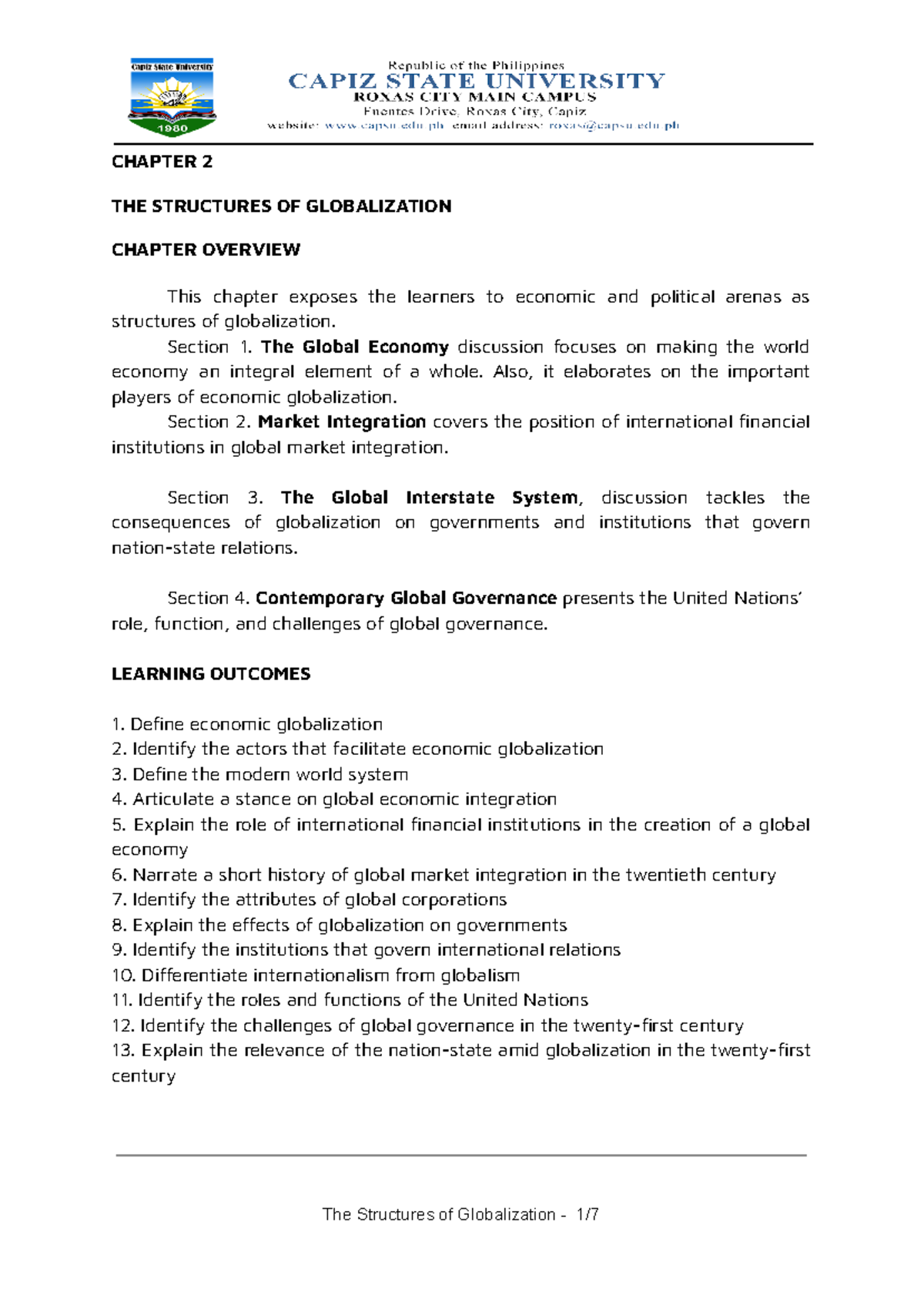 Chapter 2 - Understanding the Global Economy and Its Structures - Studocu