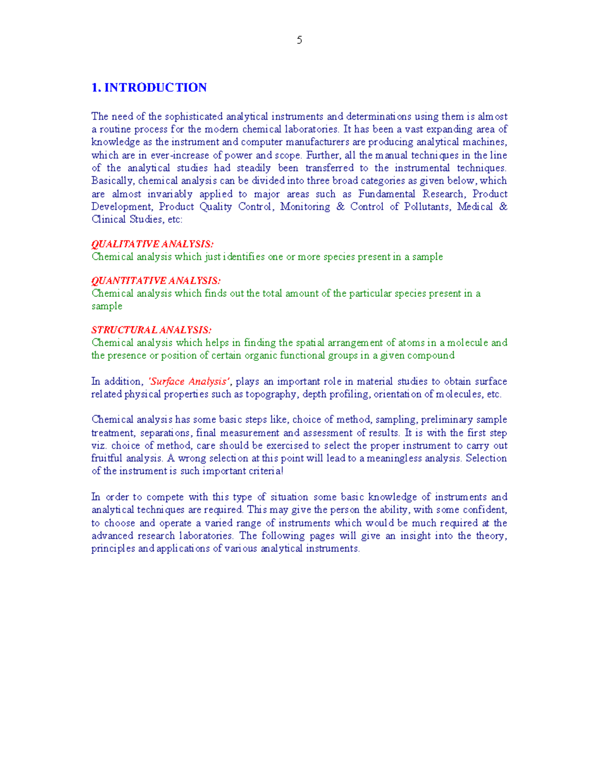 CLASSIFICATION OF THE ANALYTICAL TECHNIQUES - 5 1. INTRODUCTION The ...