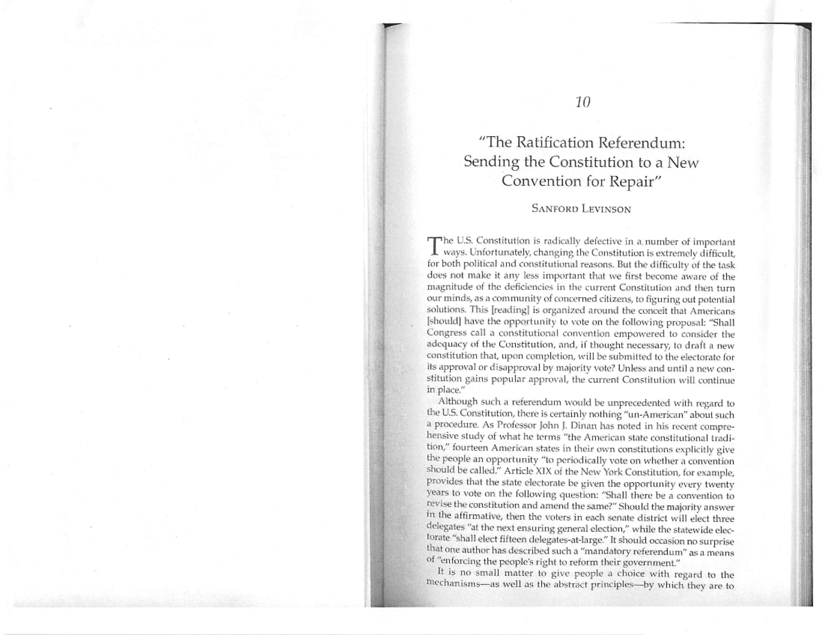 Constitutional Change: The Ratification Referendum Proposal for Reform ...