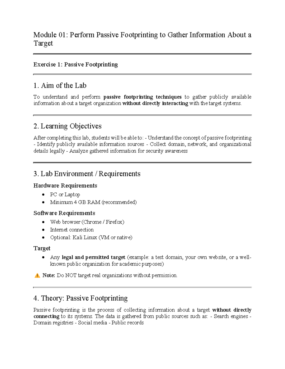Lab Manual – Module 01: Passive Footprinting Techniques - Studocu