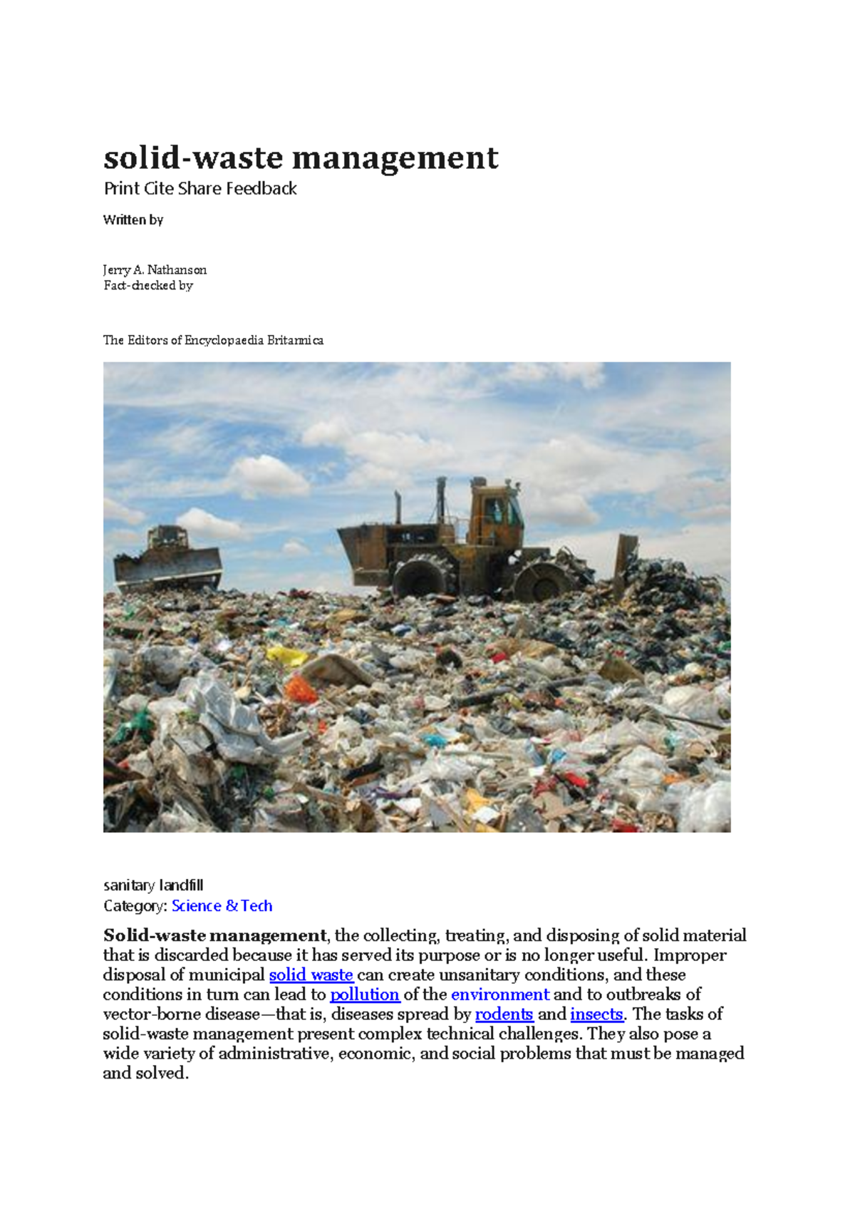 Solid Waste Management Summary - EVG360S - 2025 - Studocu