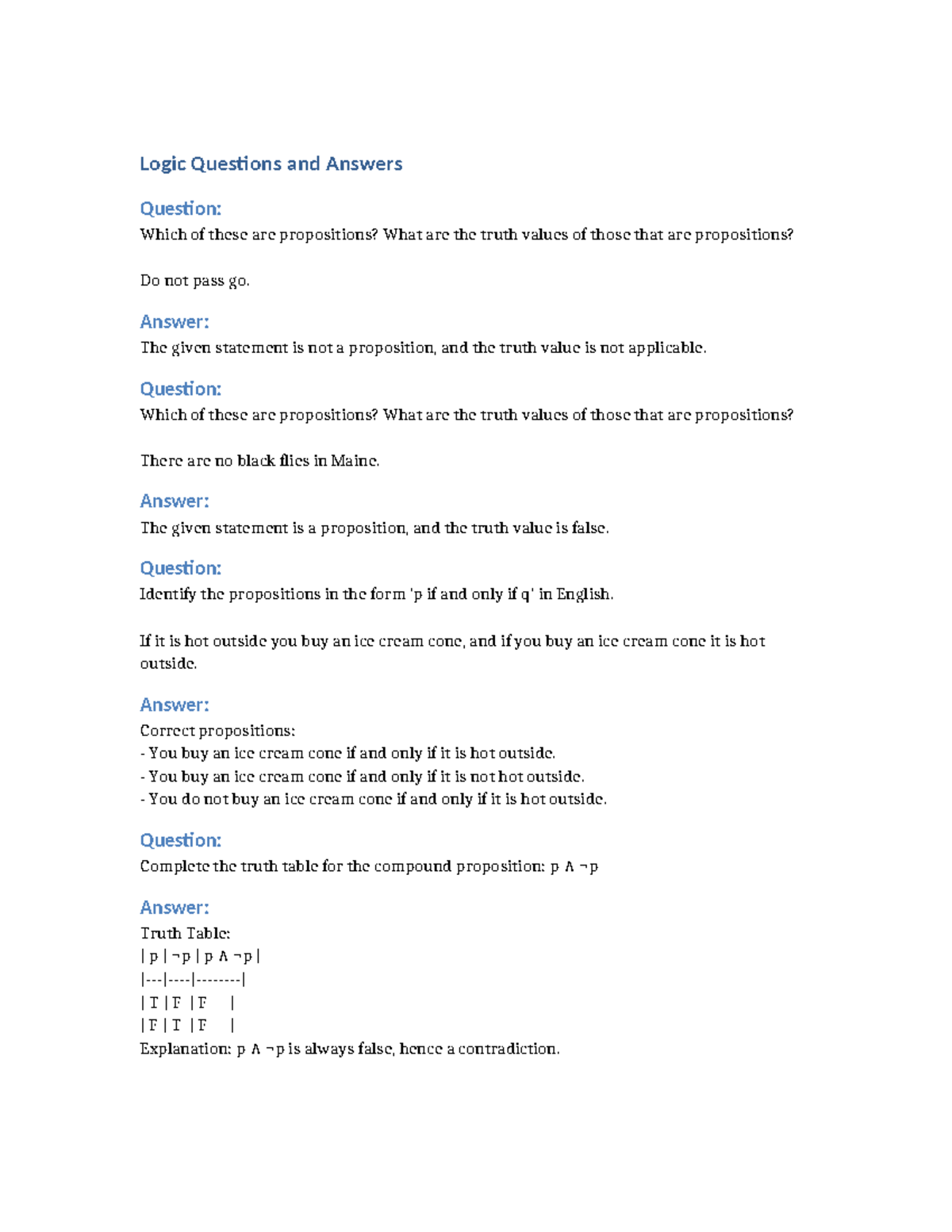 Final Exam 1: Logic and Set Theory Questions & Answers - Studocu