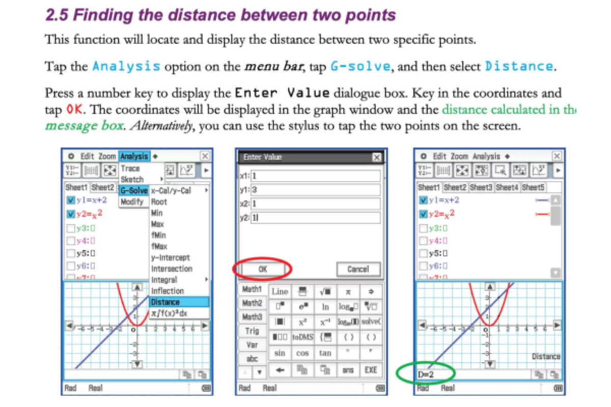 CAS Calculator Functions Overview: Distance, Intercepts, and More - Studocu