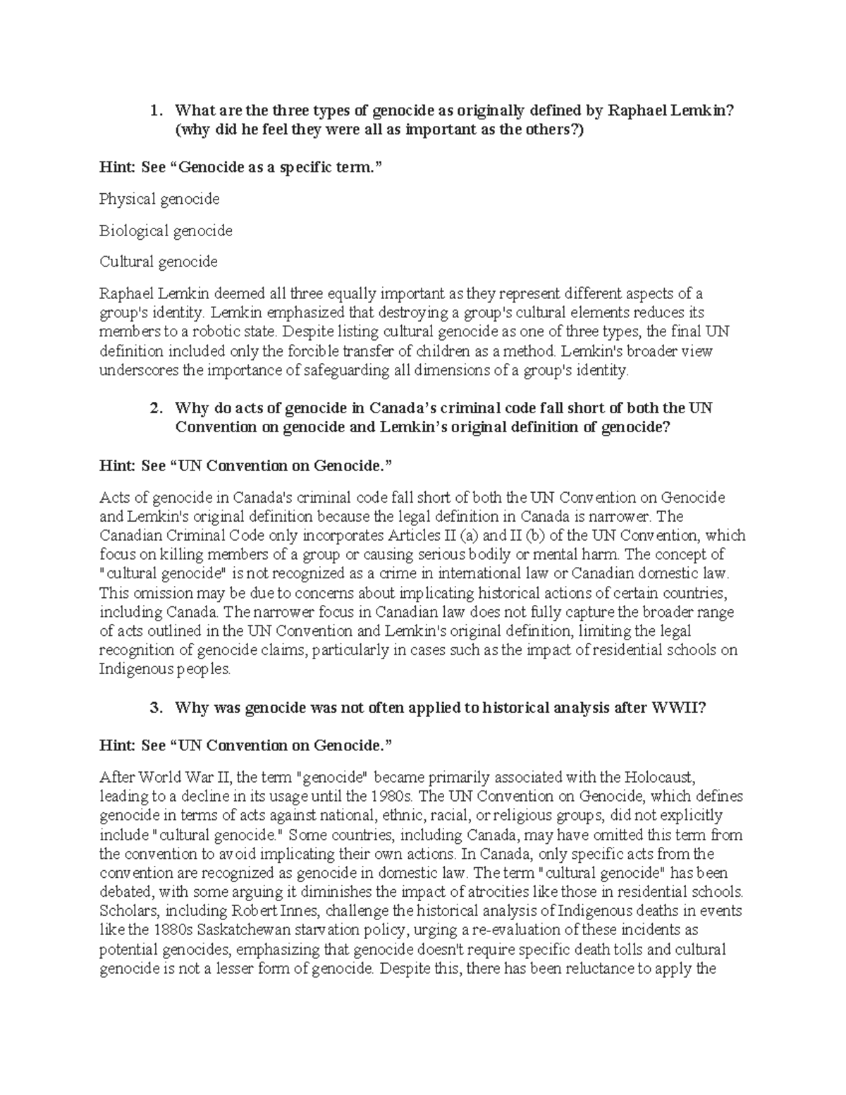 POLS 324: Module 5 Exam Review on Genocide and Indigenous Policies ...
