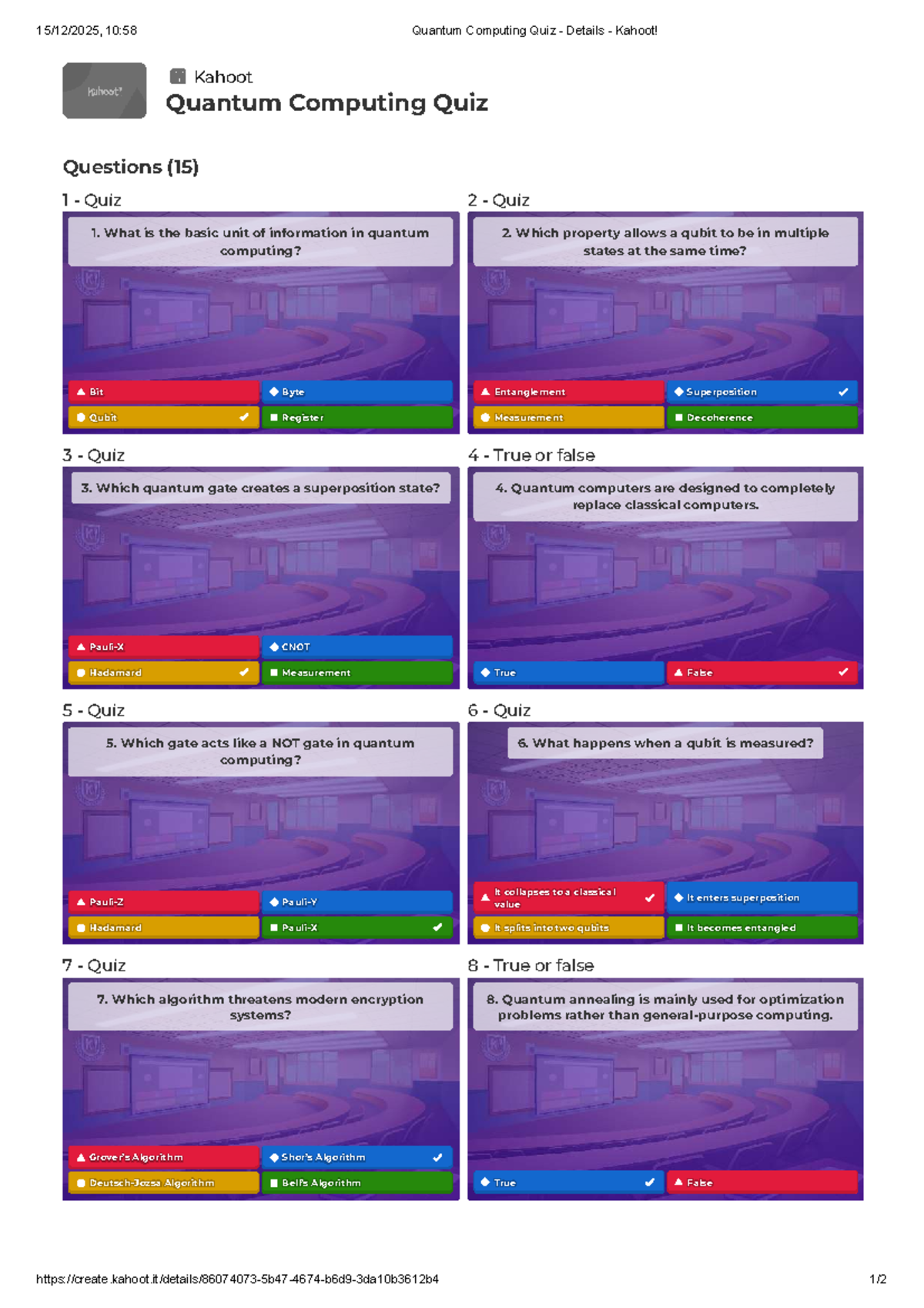 Quantum Computing Quiz (10:58) - Kahoot! Details & Questions - Studocu