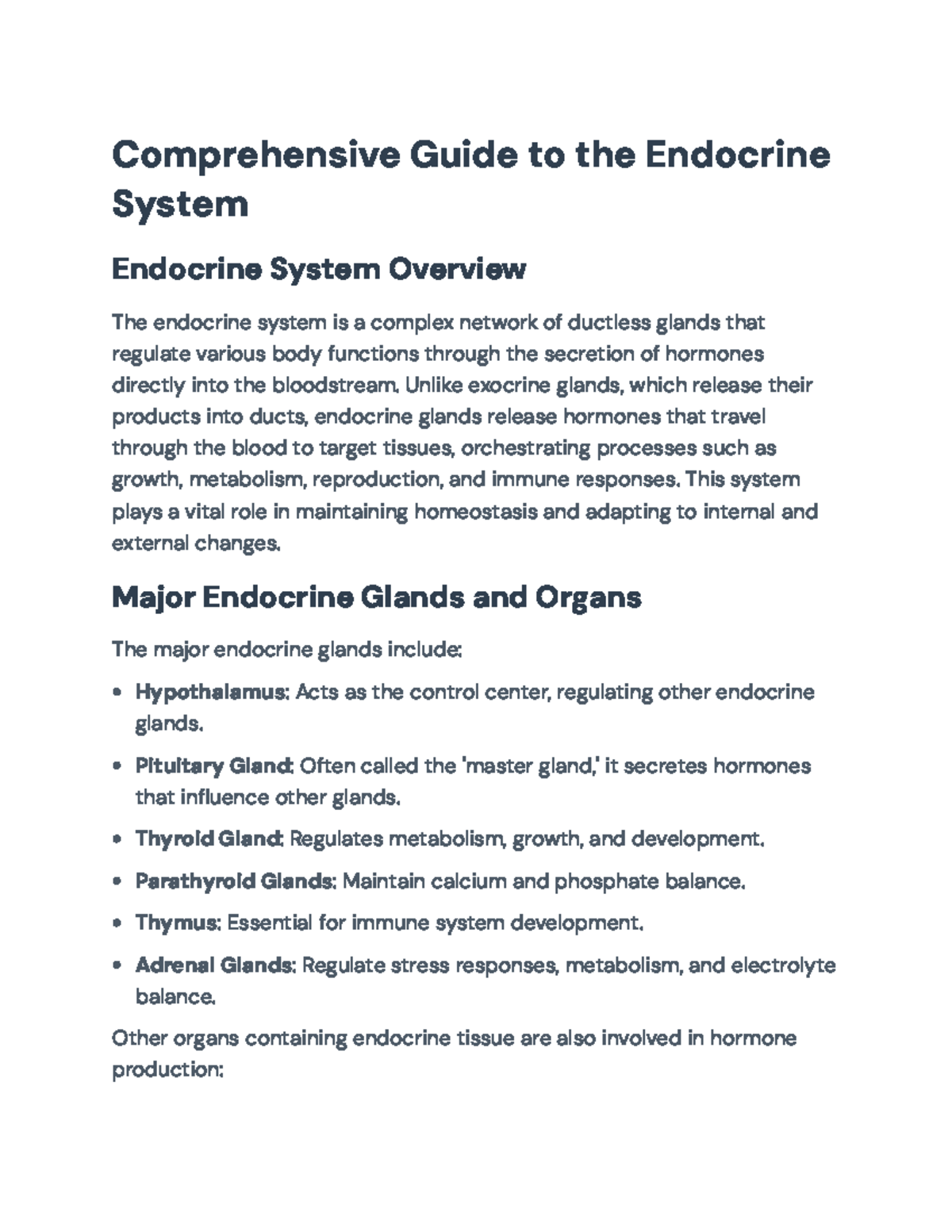 Comprehensive Study Notes on the Endocrine System (BIO101) - Studocu
