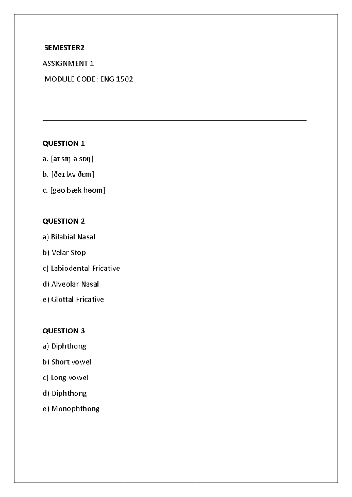 ENG1502 ASSIGNMENT 2 - Simondre Toua ENG UNISA student number: 65029852 ...