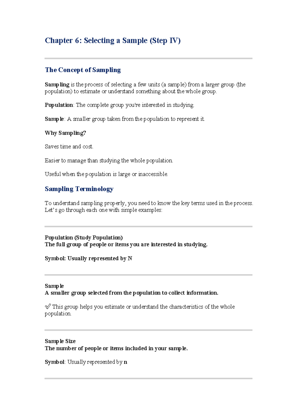 Chapter 6: Sampling Concepts and Techniques in BRM - Studocu