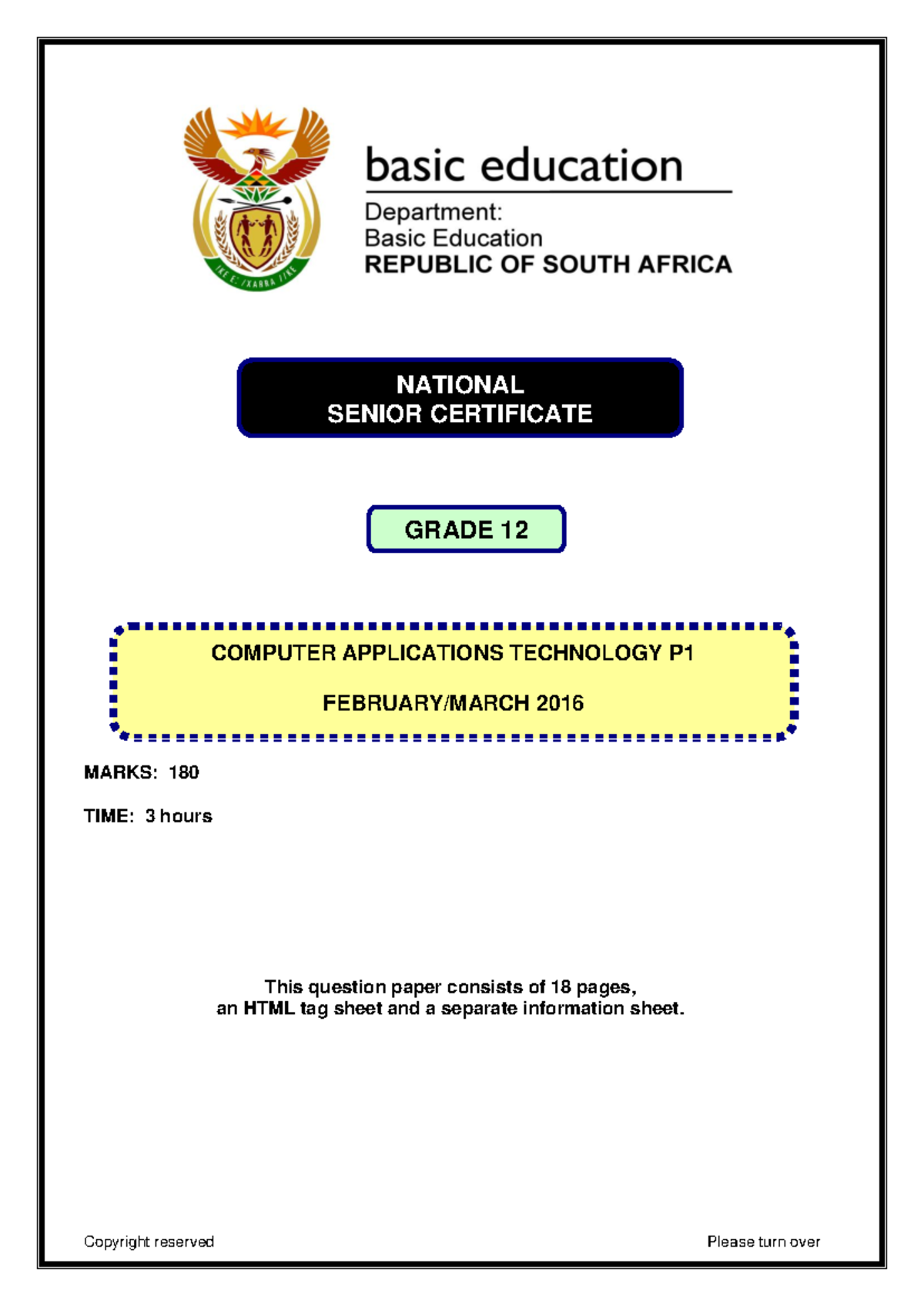 CAT P1 Practical Exam Feb-March 2016 - Word Processing & Spreadsheet ...