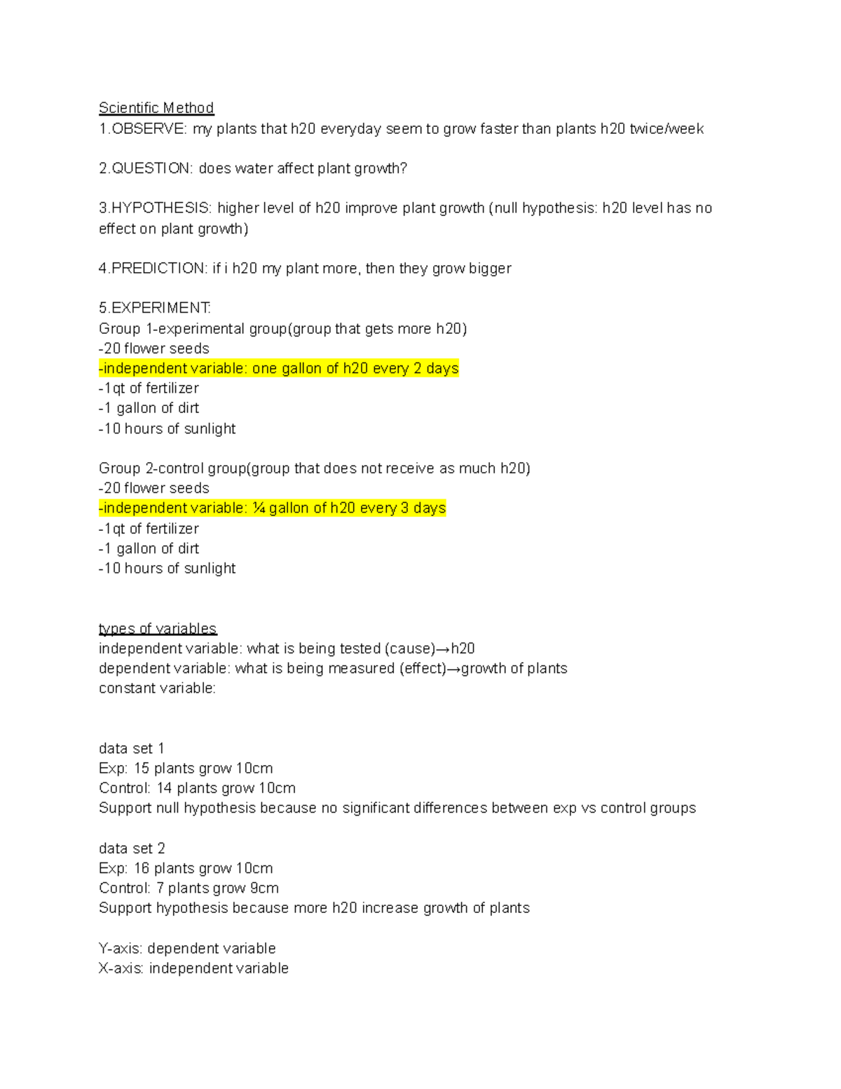 Plant Growth Experiment Analysis: Water's Impact on Growth (BIO101 ...