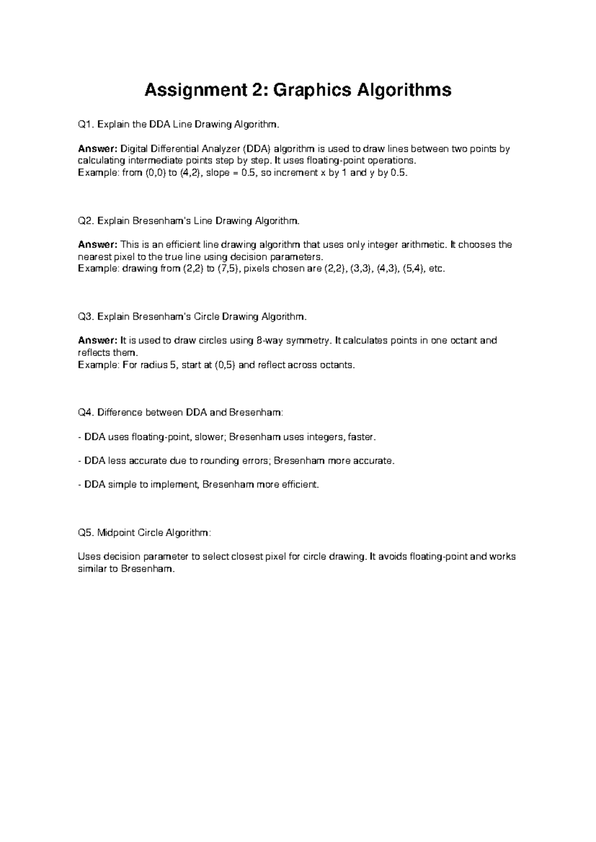 Assignment 2: Graphics Algorithms Overview and Key Concepts - Studocu
