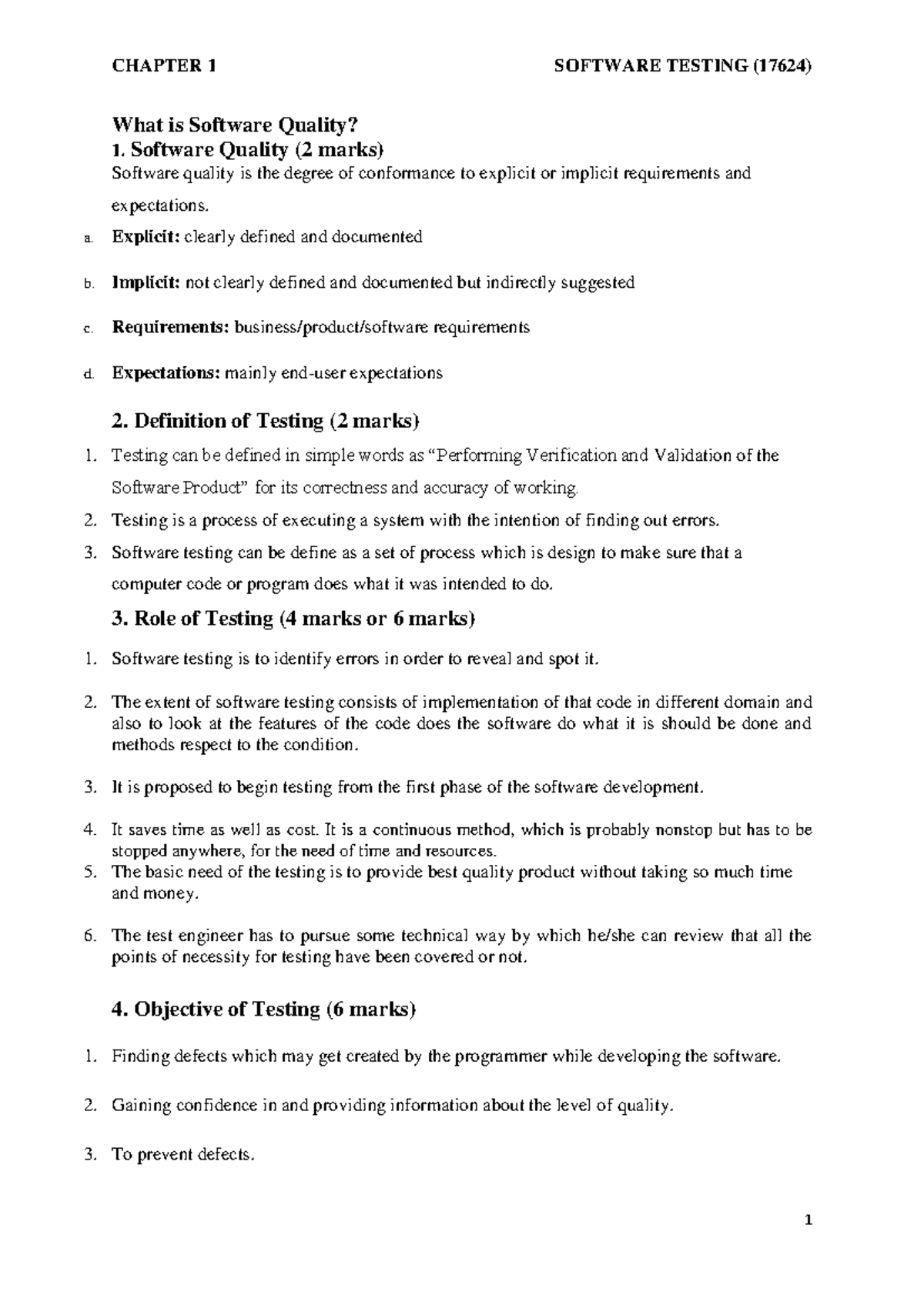 Chapter 1: Software Testing Overview for 6th Sem (17624) - Studocu