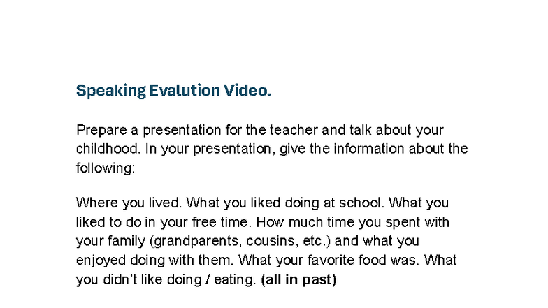 MT Evaluation Activities: Speaking & Reading Project Guidelines - Studocu