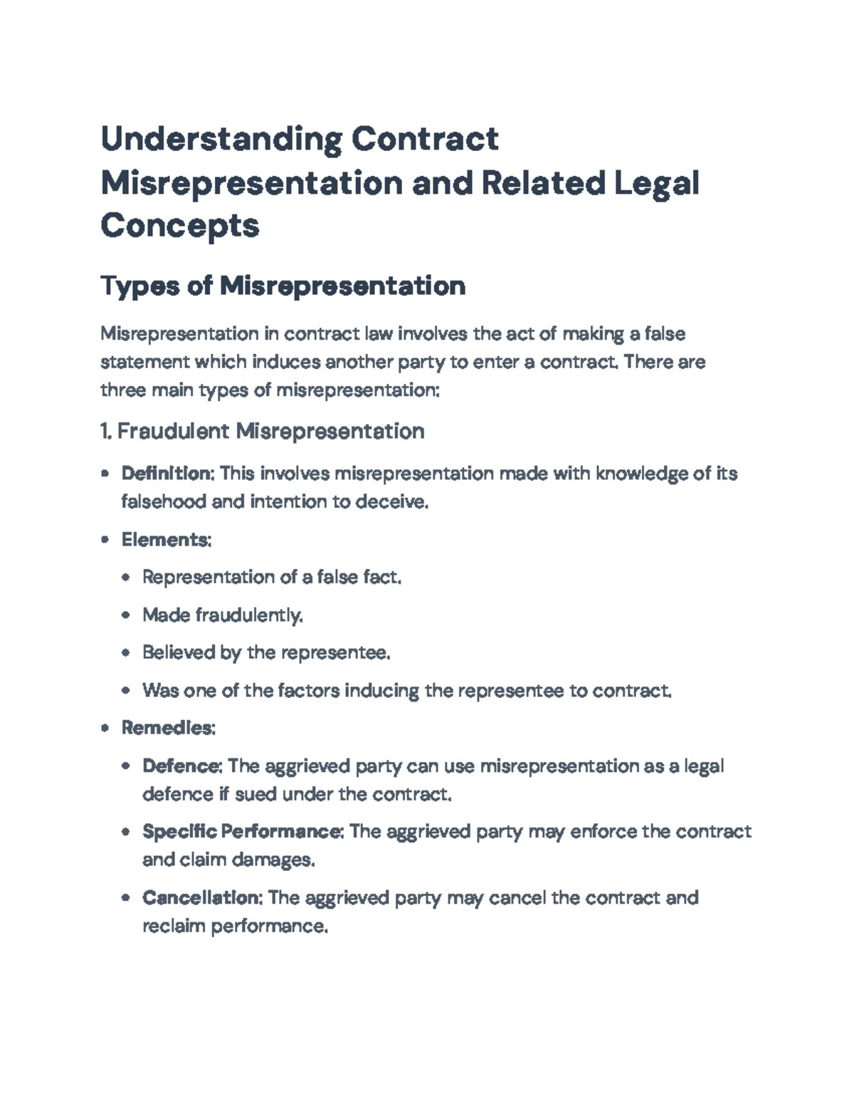 Understanding Misrepresentation and Duress in Contract Law ...