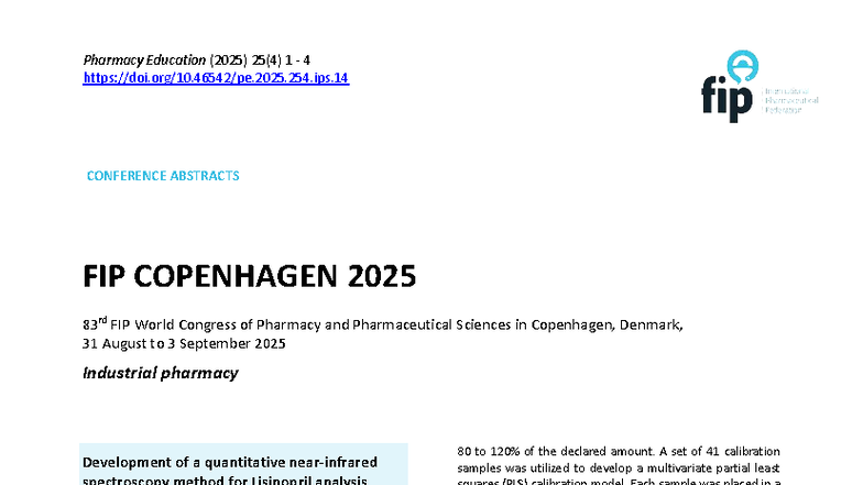 IPS-2025: Conference Abstracts from the 83rd FIP World Congress in ...