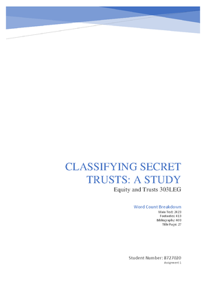 Secret Trusts: Importance and Requirements - Studocu