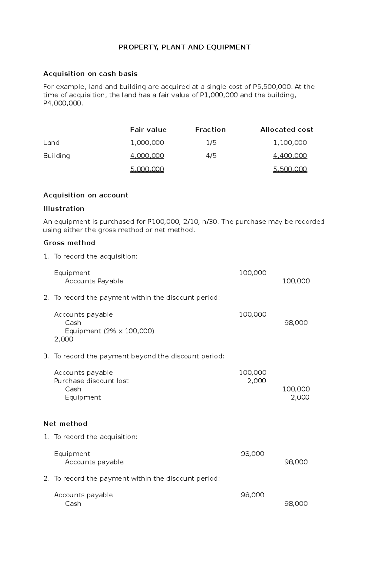 Accounting Entries for Property, Plant, and Equipment (ACCT 6) - Studocu